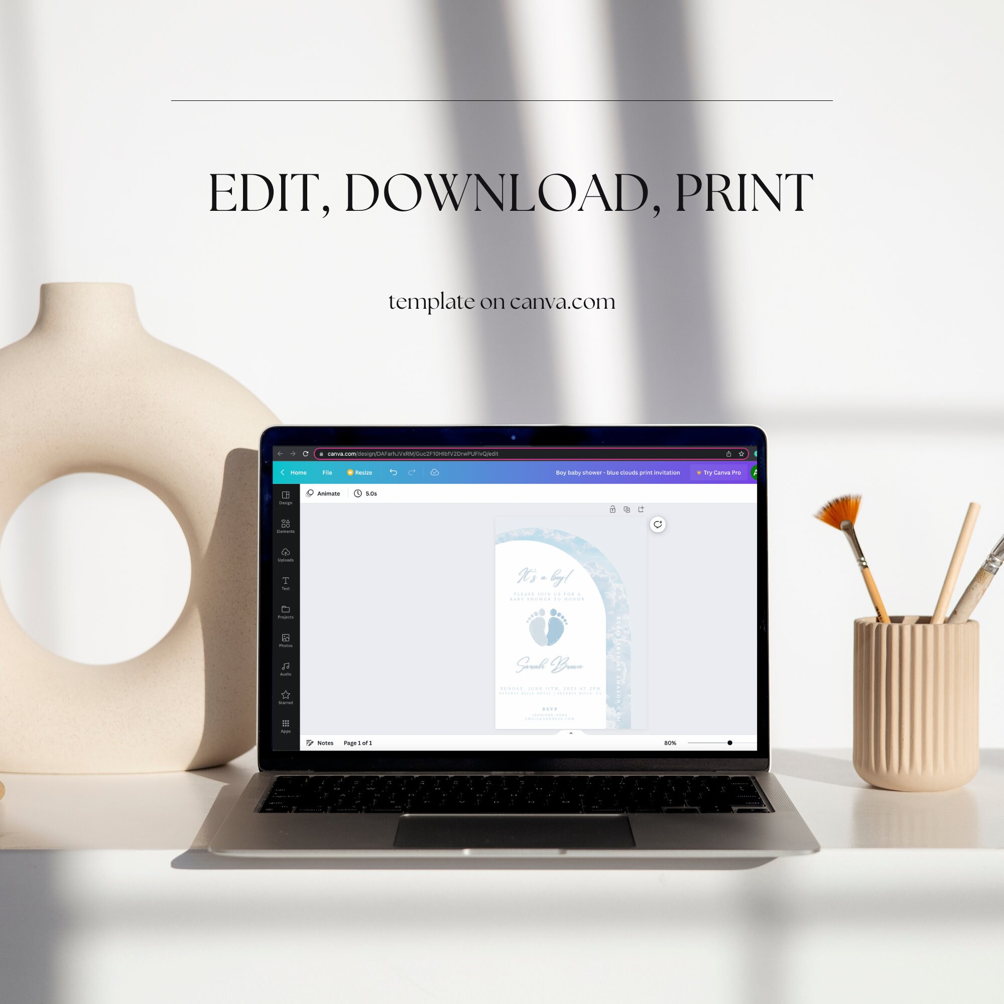 Dreamy Baby Shower Invitation Baby Boy Feet Stamp Blue - Etsy