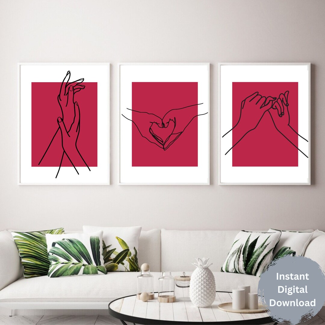 Set of 7 Hand Printable Art Viva Magenta Trending 2023 Pantone Color of ...
