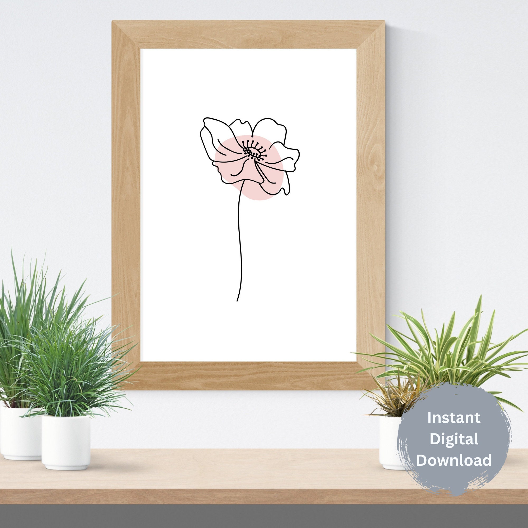 Set of 3 Flower Line Printable Art Floral Trending Instant Download ...