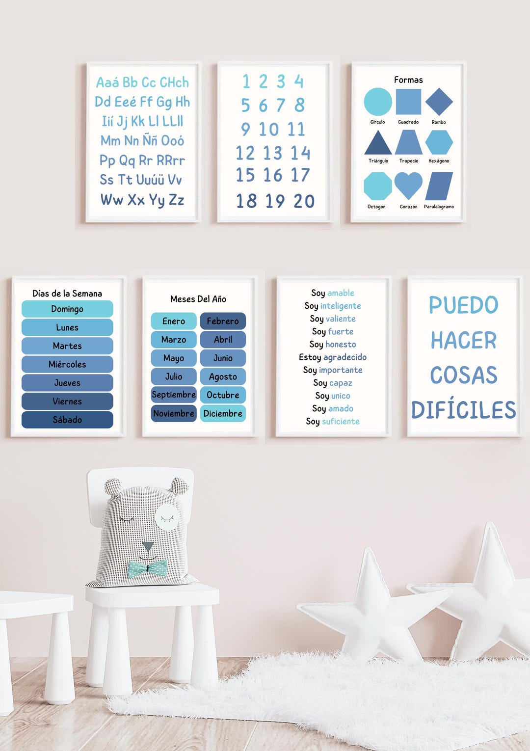 Spanish Educational Bundle Printable - Blue Ombre - Etsy