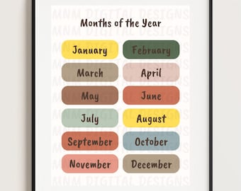 Boho Months of the Year Classroom Printable - Etsy
