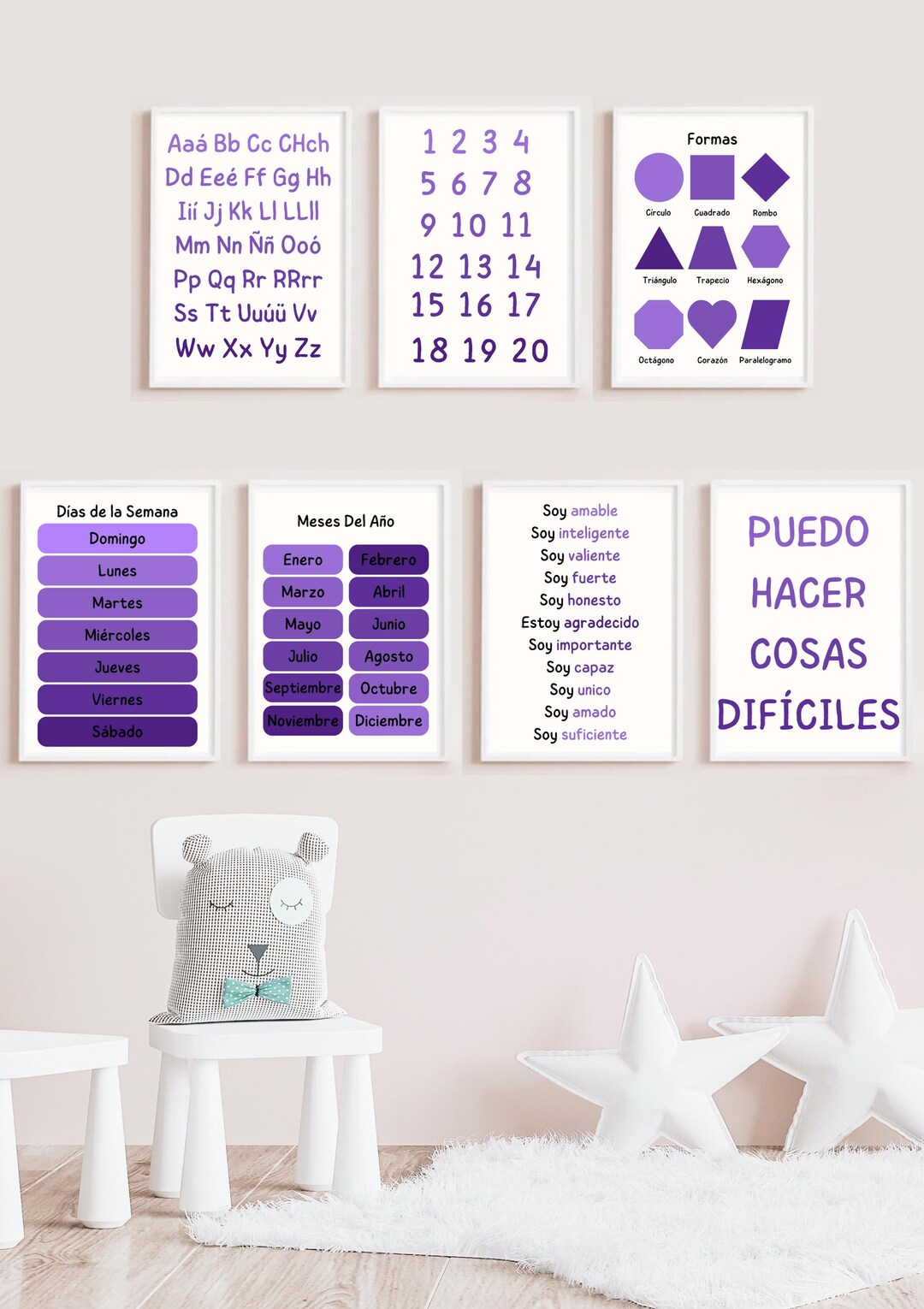 Spanish Educational Bundle Printable - Purple Ombre - Etsy