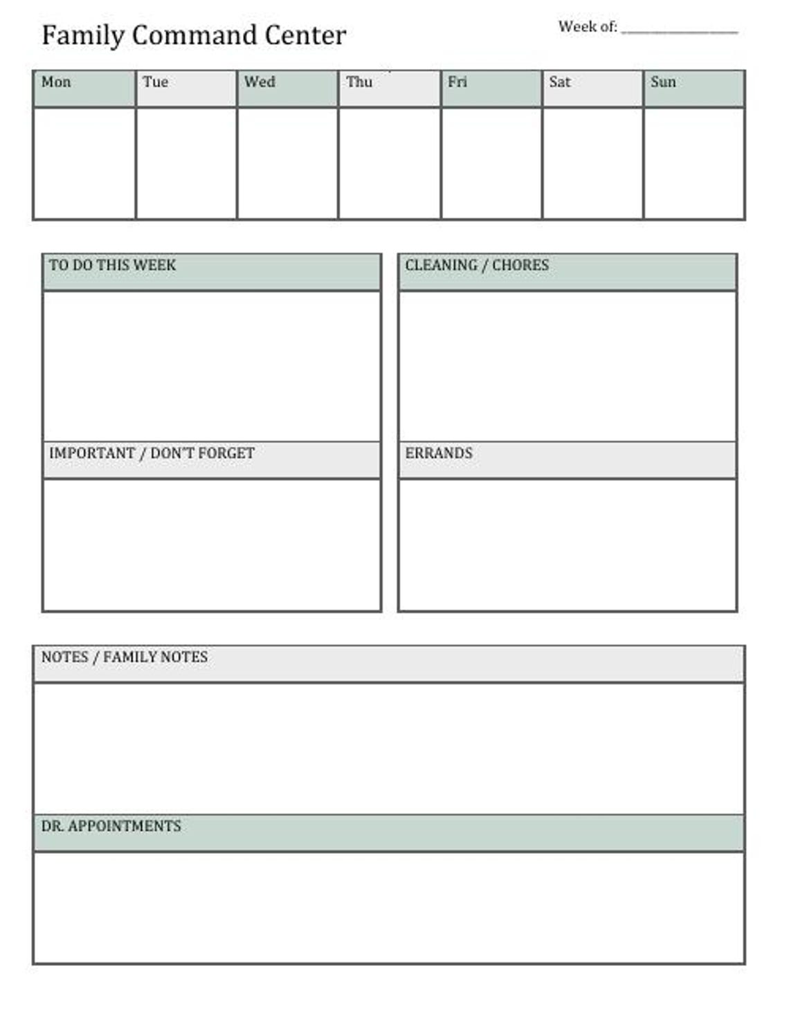 Family Command Center Home Organization Binder Digital Download - Etsy