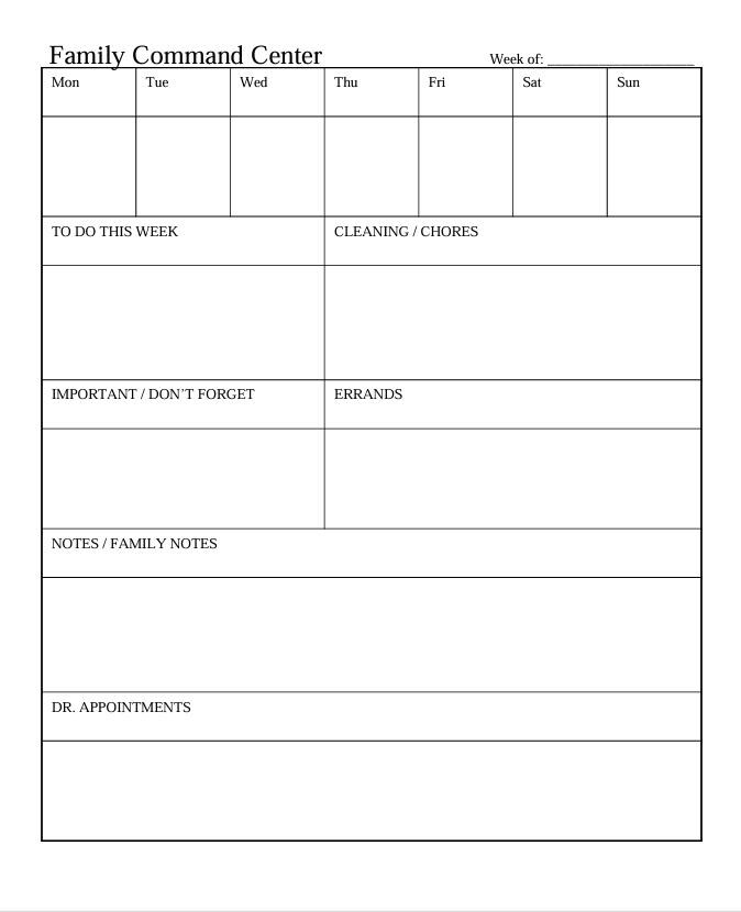 Family Command Center Home Organization Binder Digital Download - Etsy