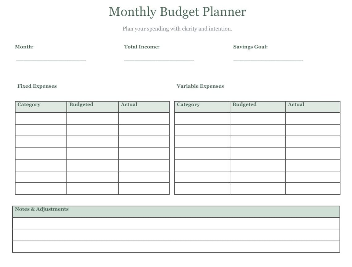 Monthly Budget Planner for Families Digital Download Printable - Etsy