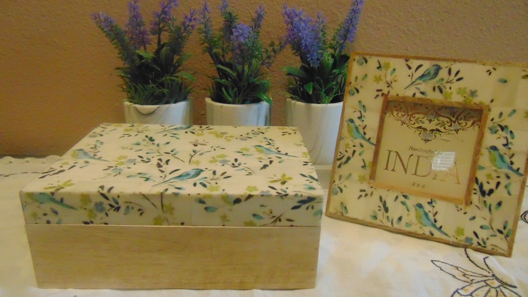 Wooden Trinket Box and Matching Picture Frame Made in India Sold as Set ...
