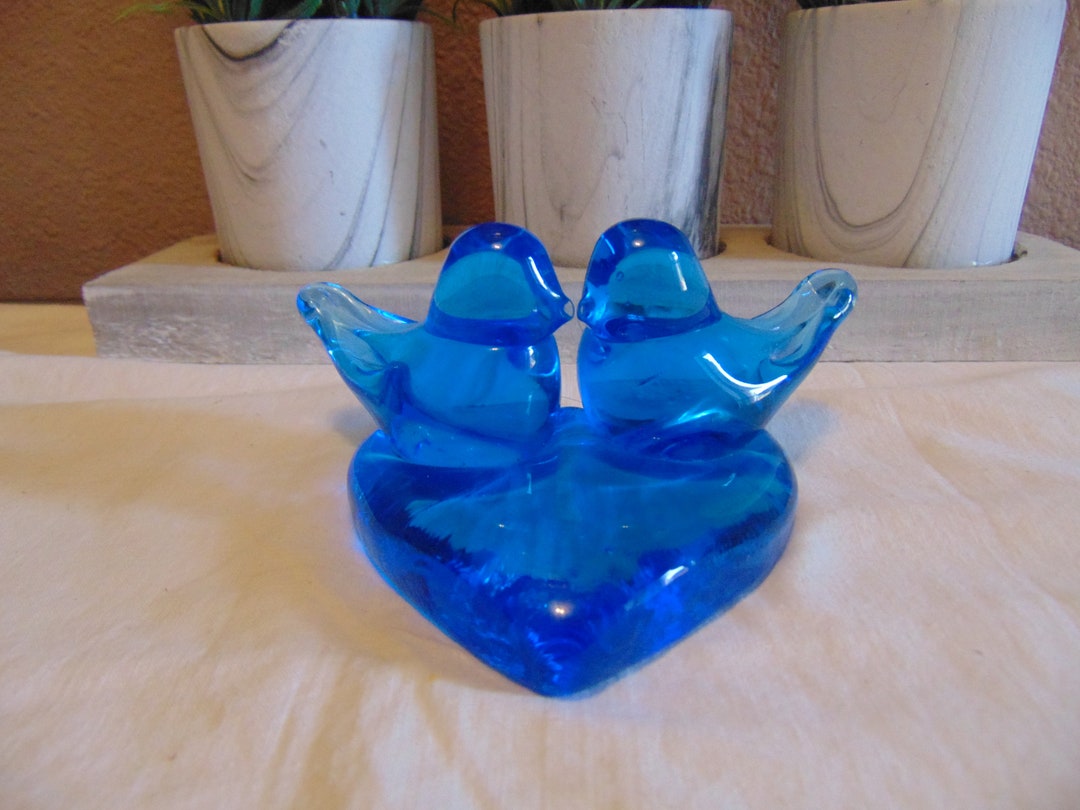 Bluebirds of Happiness, Two Birds on Heart-signed by Ron Ray 1991 - Etsy