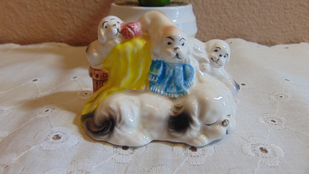 Vintage Porcelain Miniature Momma Dog and Pups - Etsy