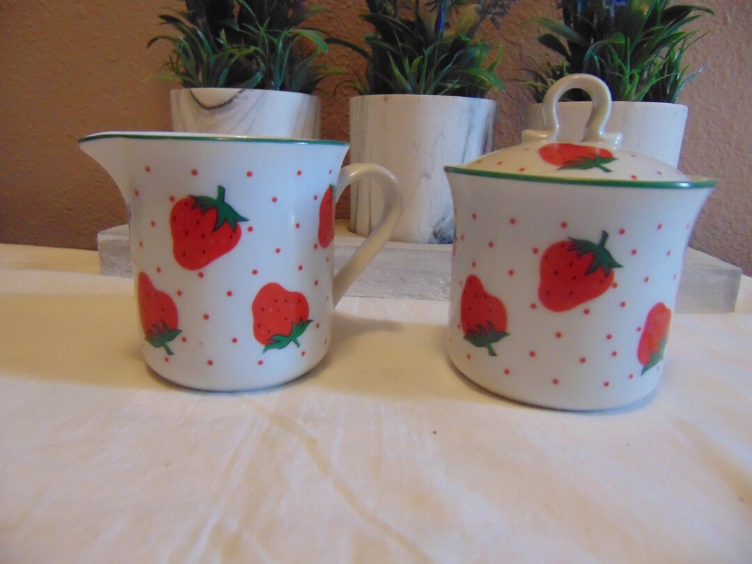 Vintage Rosenthal Netter Strawberry Covered Creamer and Sugar Set, Made ...