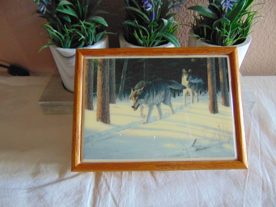Beautiful Wooden Trinket Box With Wolves in the Snow on Lid Made of ...