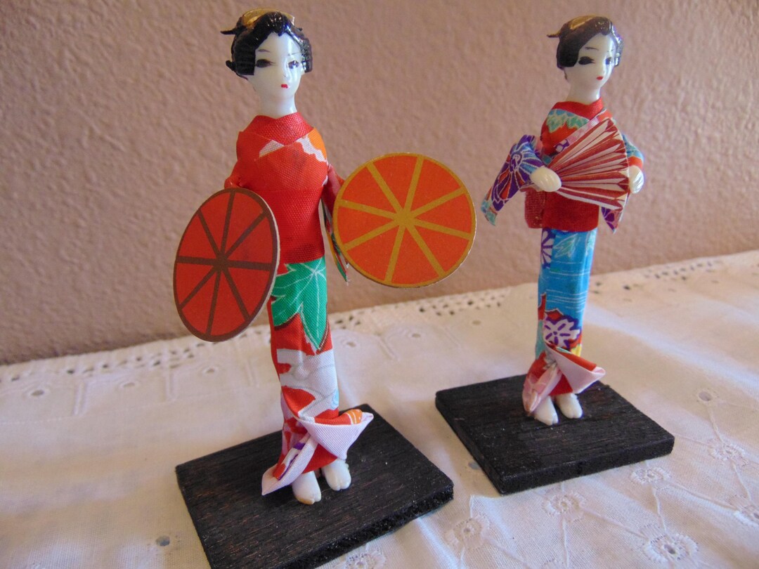 Vintage Miniature Japanese Geisha Dolls - Set of 2 - 4.5 Inches - Etsy