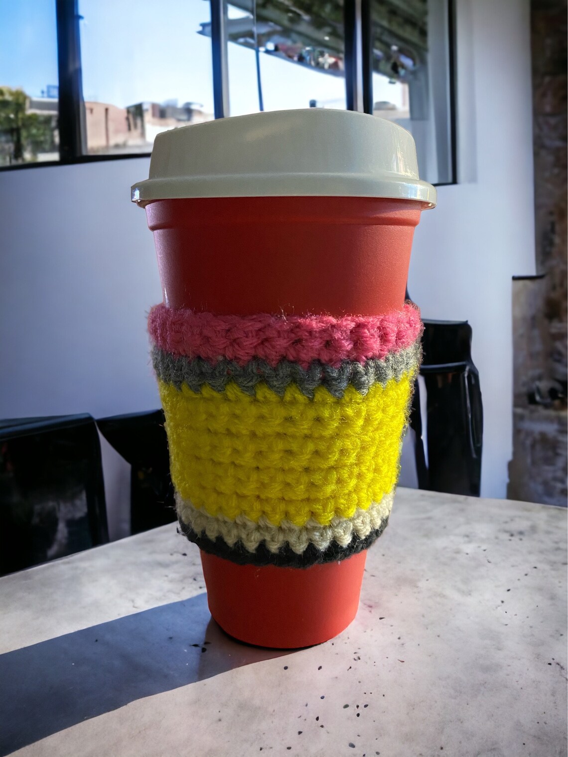 Crochet Coffee Cozy, Teacher Gift, Bus Driver, Apple, Pencil, Bus - Etsy