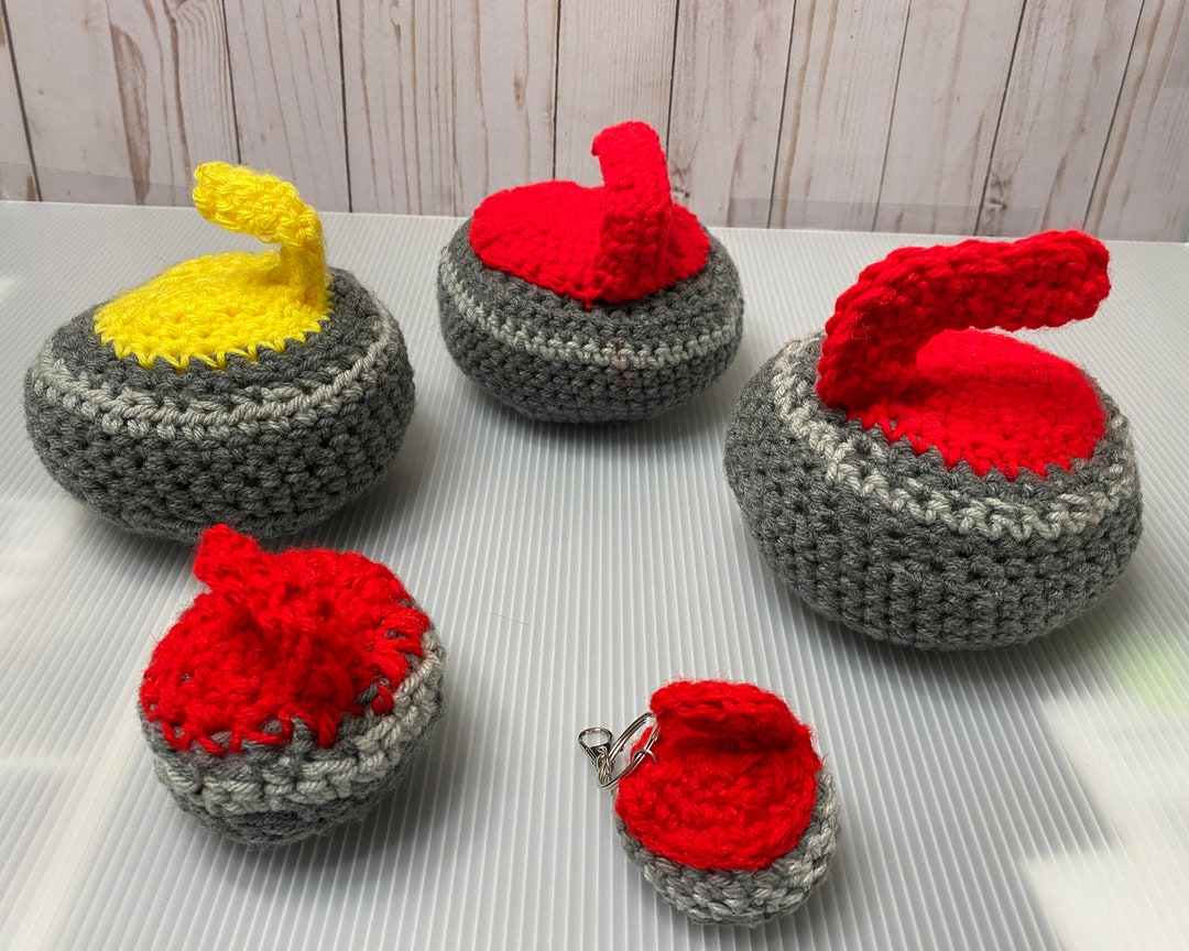 Curling Stone Small keychain Included and Clasp Crochet - Etsy
