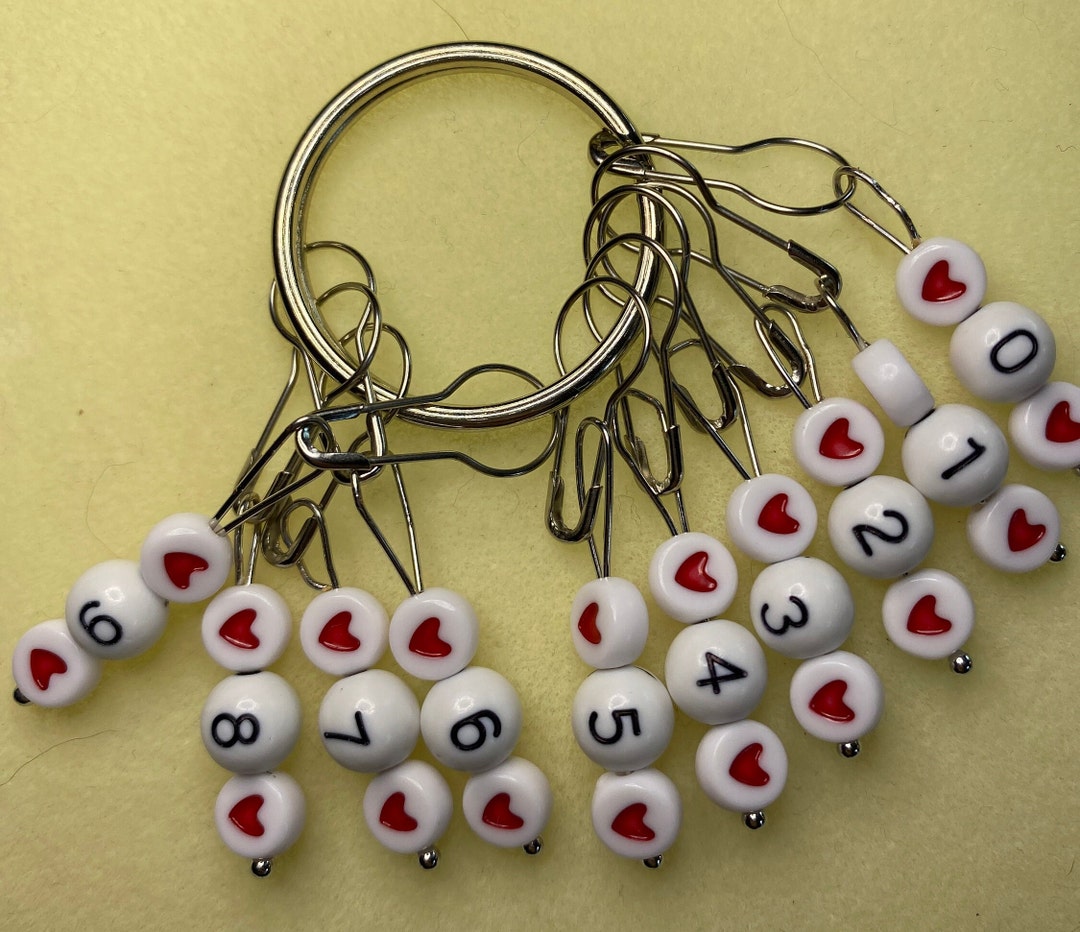Heart Row Stitch Markers, Count Markers, Knitting, Crochet, End Marker ...