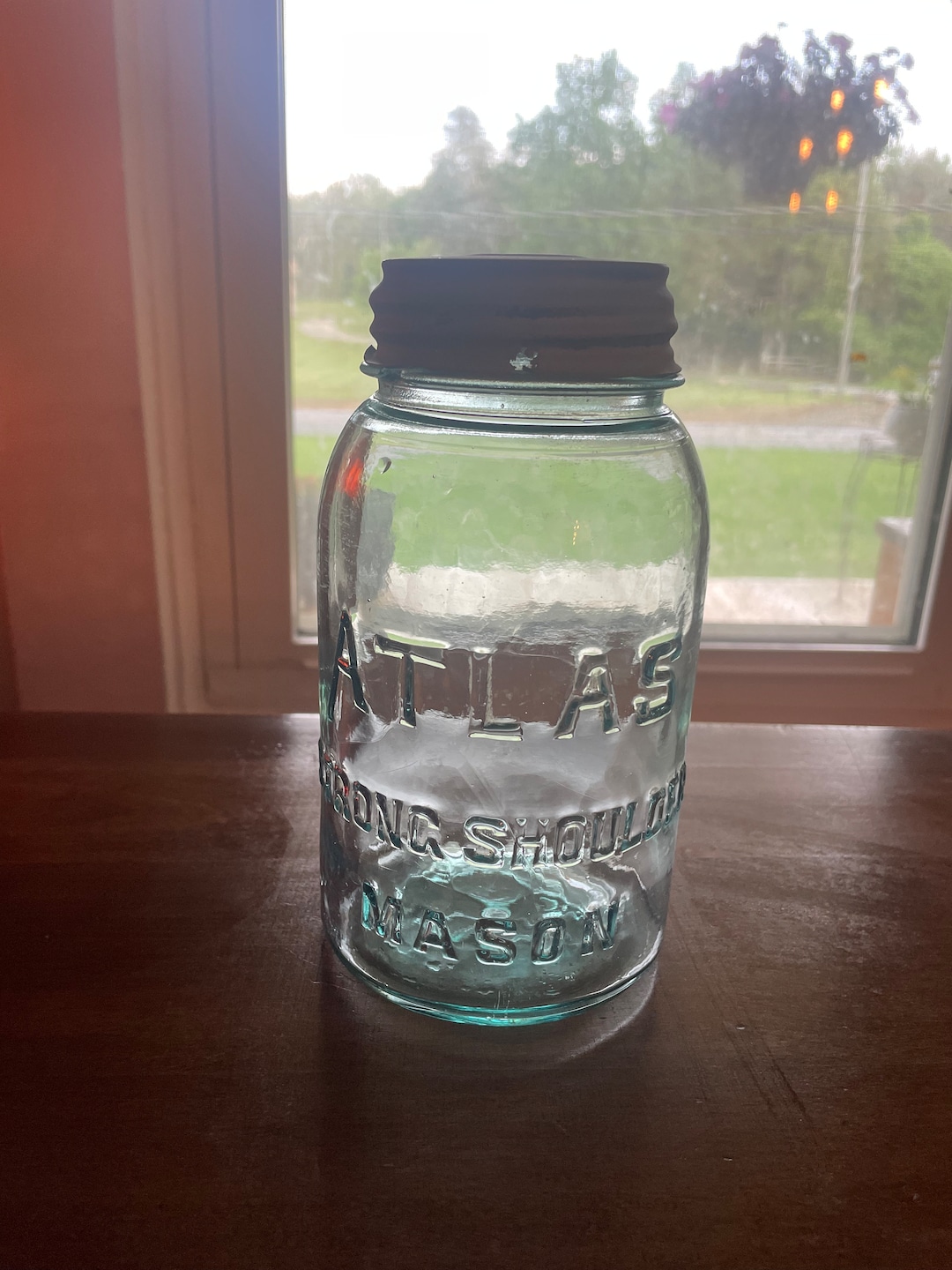 Atlas Strong Shoulder Mason Jar With Lid - Etsy