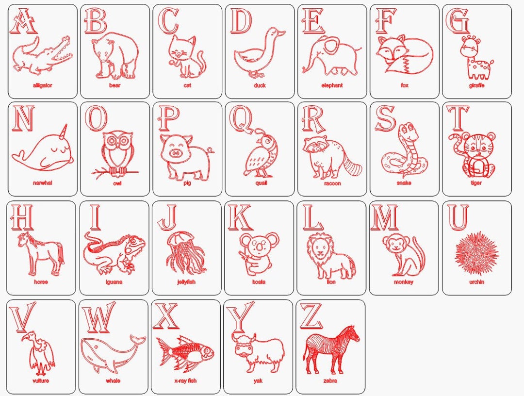 Digital Animal Alphabet Laser Cut for Children to Learn Letters - Etsy