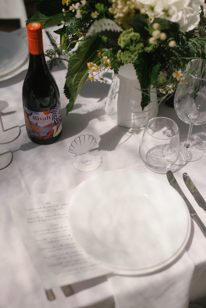 Shell Name Place Card. Editable Template for Wedding, Bridal Shower ...