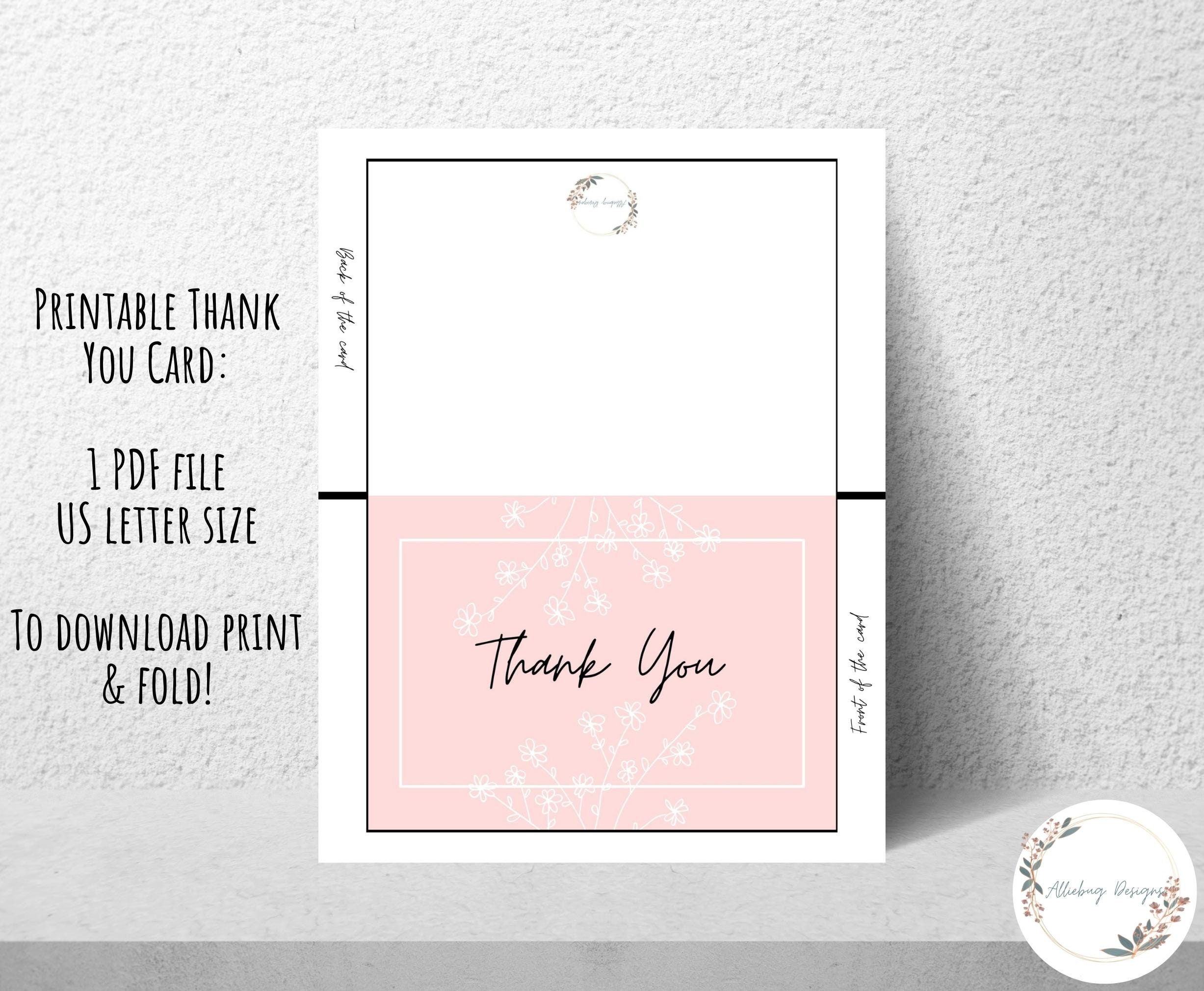 Printable Thank You Card Instant Download 7x5 Inch Thank - Etsy