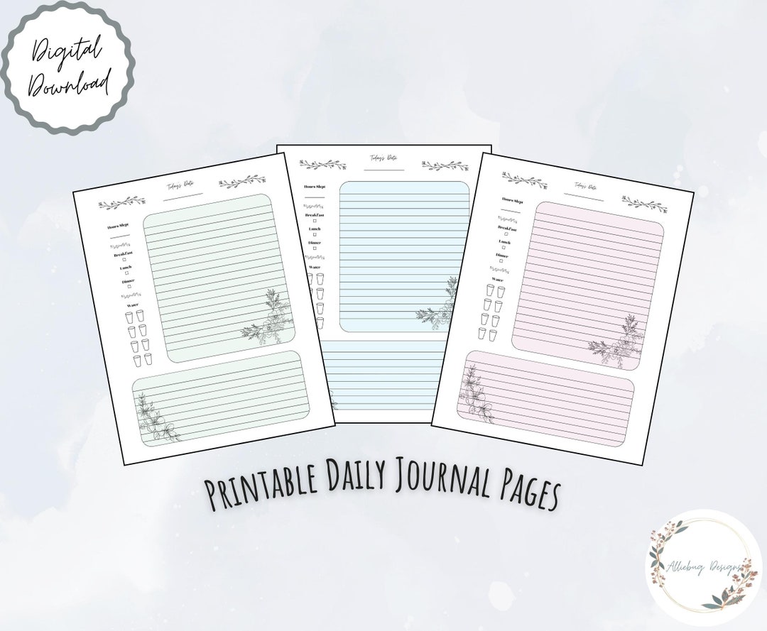 Printable Daily Journal Pages – Instant Download ~ 8x11 Journaling ...