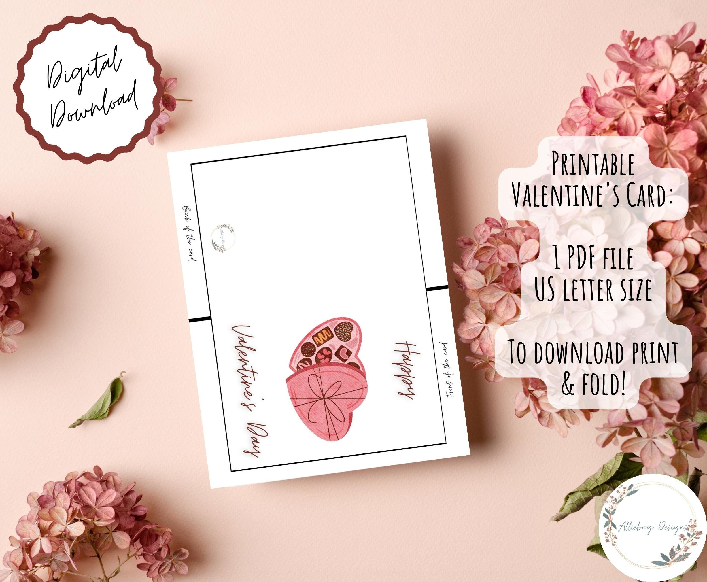 Printable Valentines Day Card Instant Download 7x5 Box of Chocolates ...