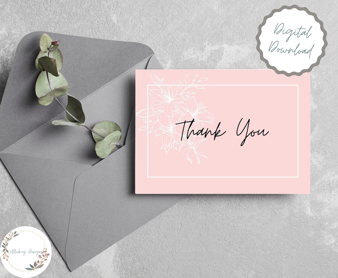 Printable Thank You Card Instant Download 7x5 Inch Thank - Etsy