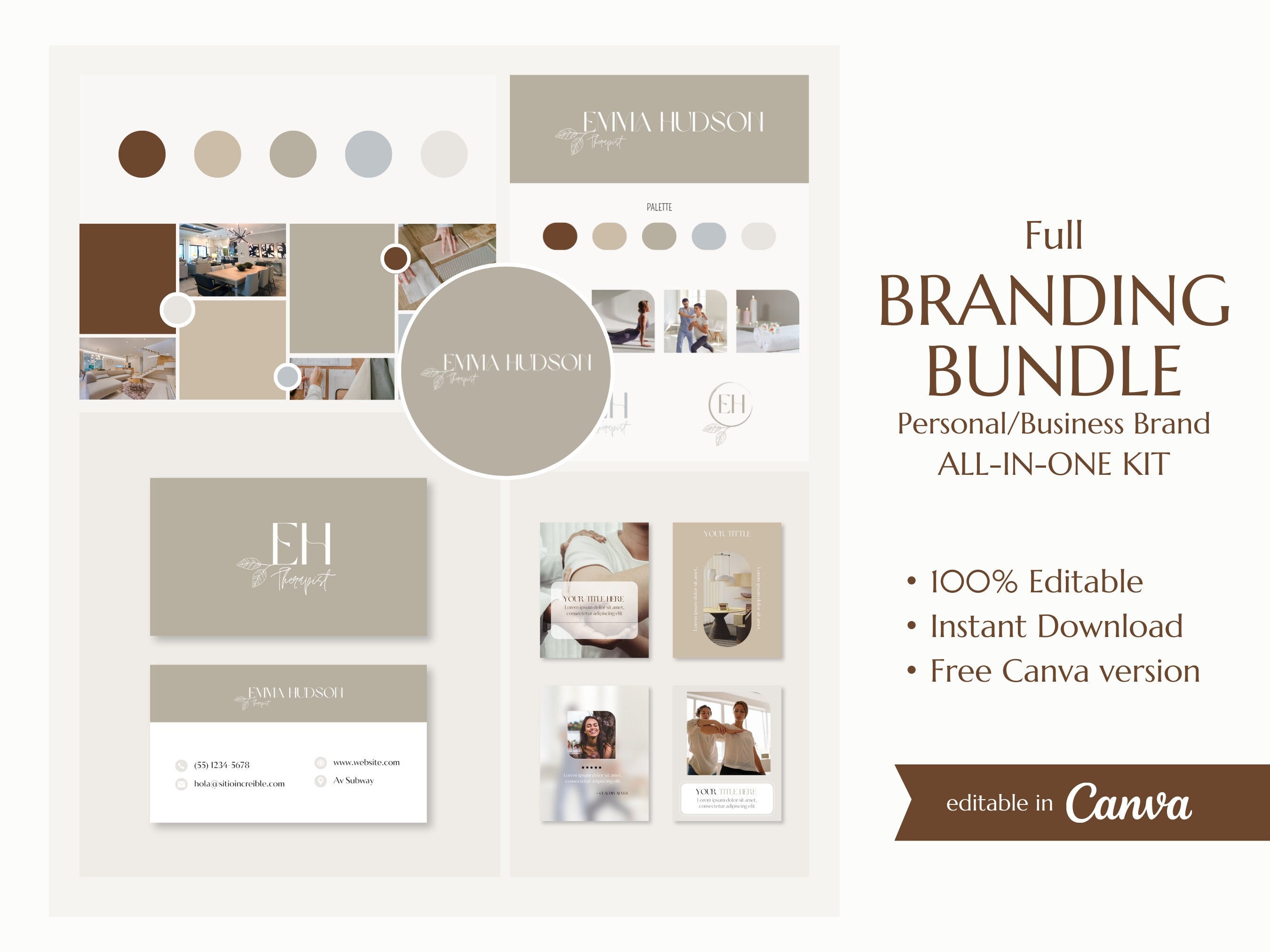 Personal Branding Kit, Canva Template Logo, DIY Brand Bundle, Editable ...