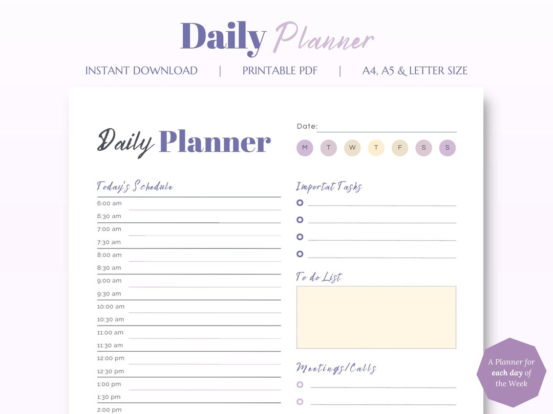 Printable Daily Planner for Small Business, Work Daily Planner ...