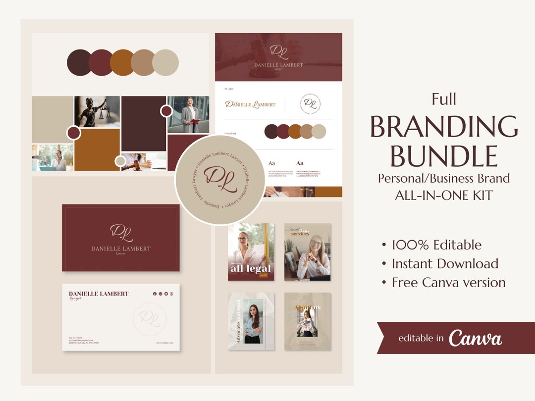 LAWYER Canva Personal Branding Kit Premade Branding DIY Logo - Etsy