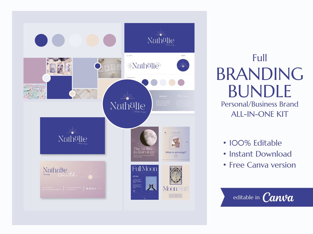 ASTROLOGY Branding Kit Template, DYI Brand Canva Bundle, Editable Logo ...