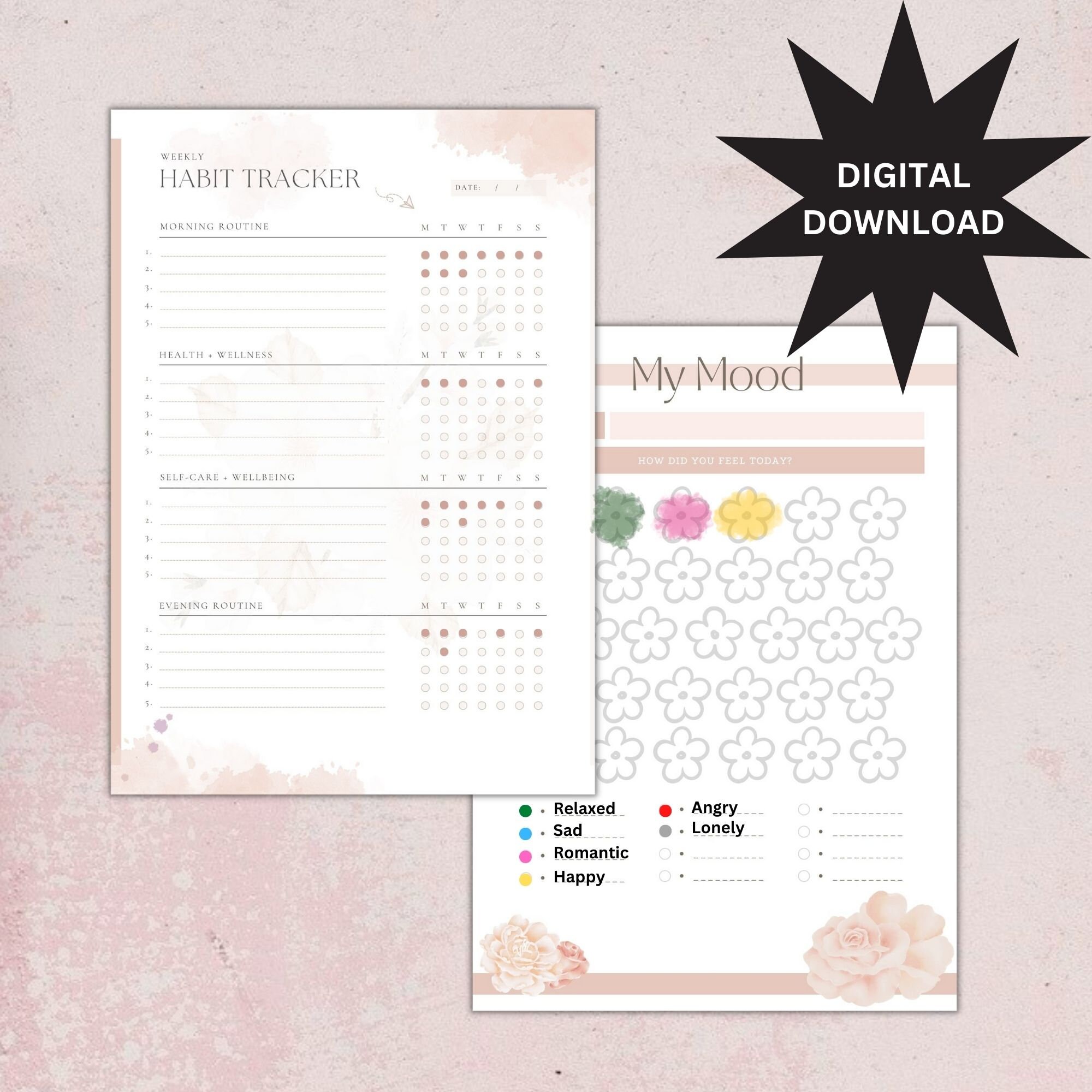 Self Care Planner Habit Tracker Fitness Planner Gratitude Journal ...