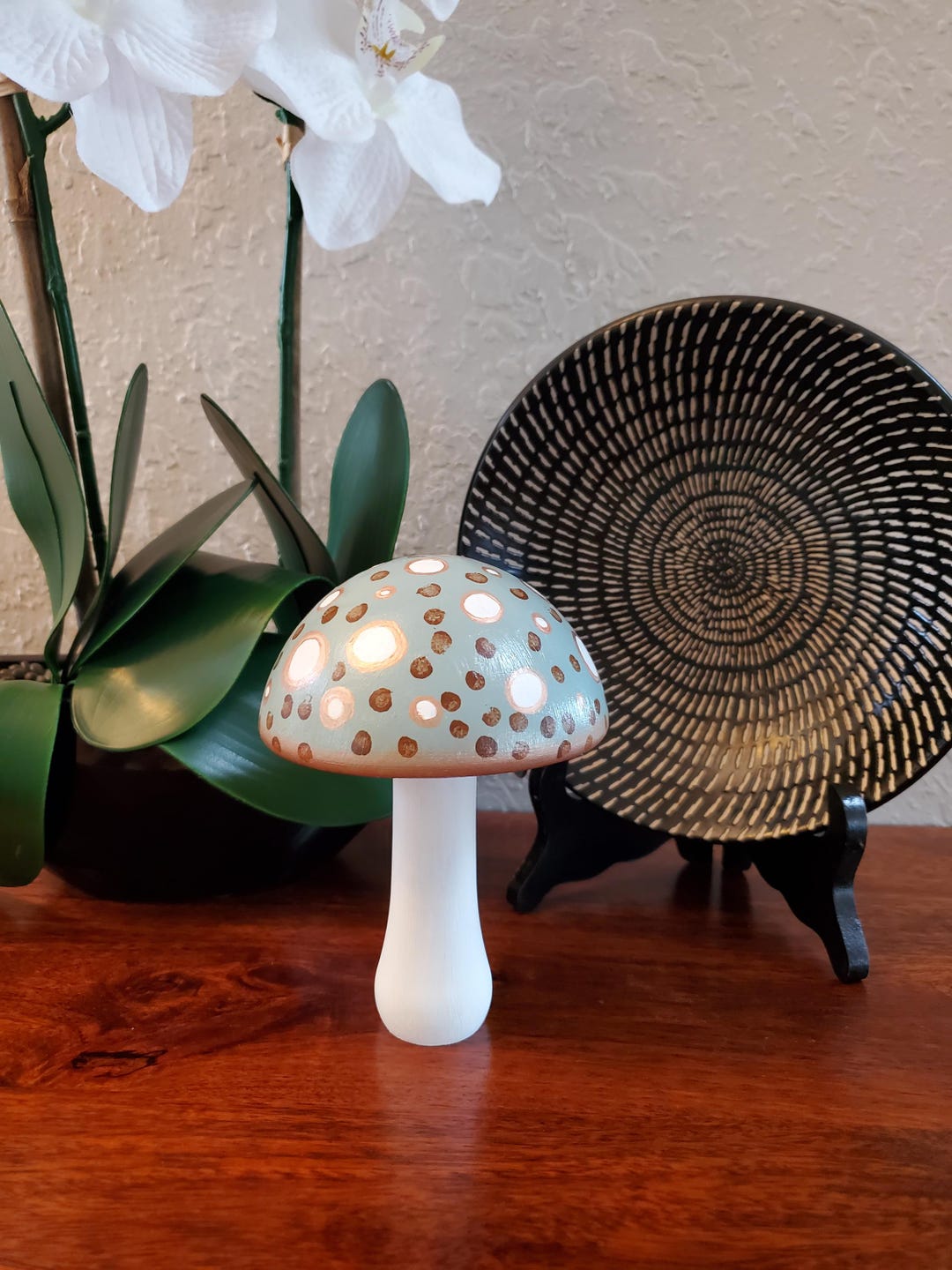 Wooden Mint, White, and Rose Gold Mushroom Decor - Etsy