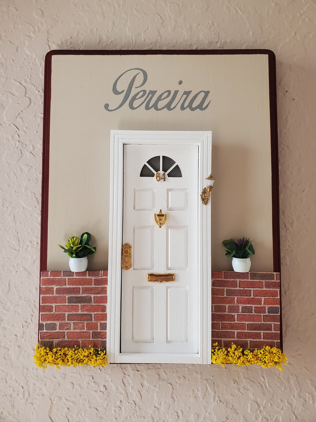 Personalized Light up Door With Arch Window and Brick Wall Art - Etsy