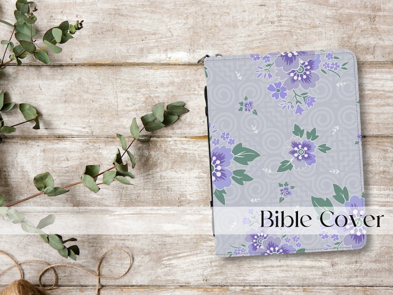 Hmong Leather PU Light Purple Bible Cover Floral Motifs Gifts Bible ...