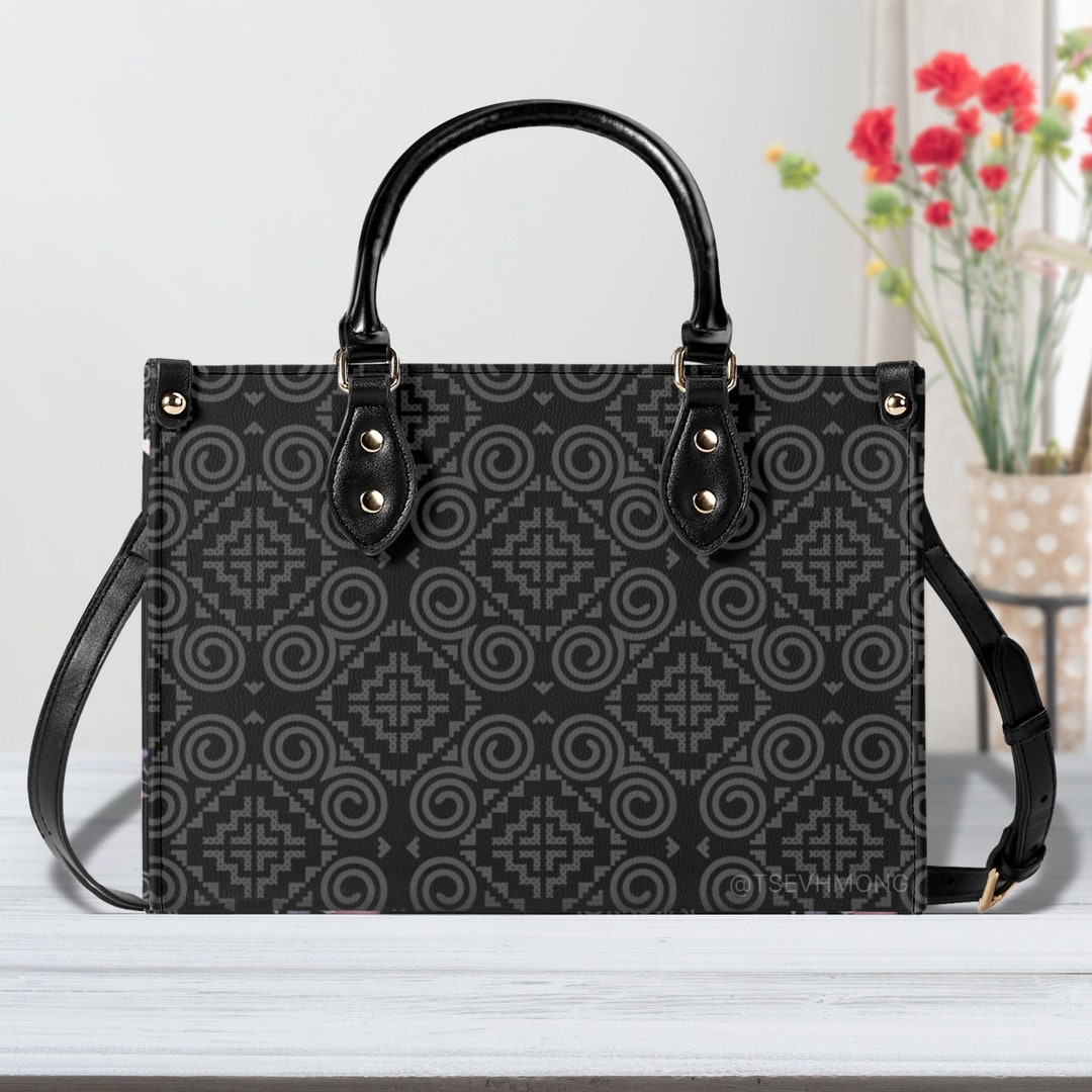 Hmong Motif Leather Handbag Luxury Women's Leather Handbag - Gift for ...