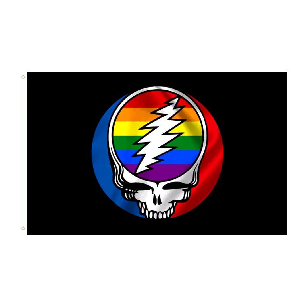 Rainbow Pride GRATEFUL DEAD 3'X5' Flag Banner Black Steal Your Face - Etsy