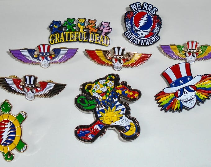 9 Grateful Dead Pins Dancing Bears Uncle Sam Steal Your Face Turtle ...