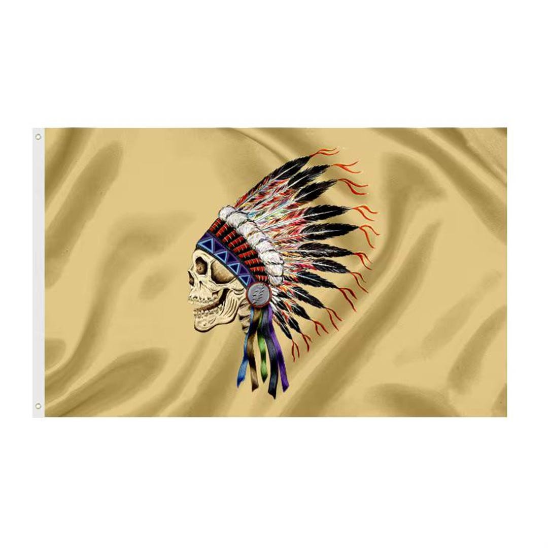 Grateful Dead Flag - Indian Chief Skull - Jerry Garcia 3'X5' FLAG Steal ...