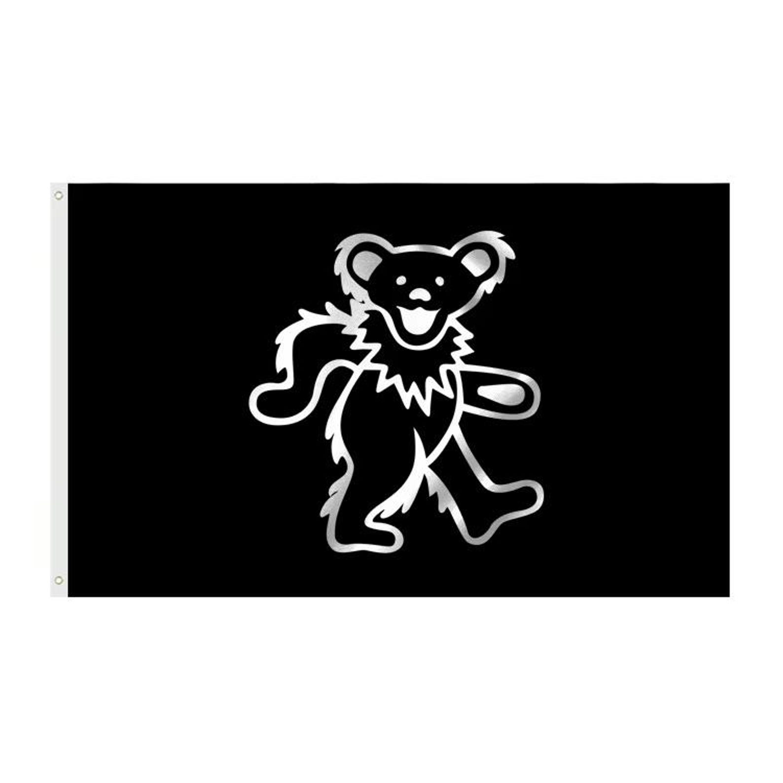 GRATEFUL DEAD 3'X5' FLAG Dancing Bear Black and White Jerry Bear Banner ...