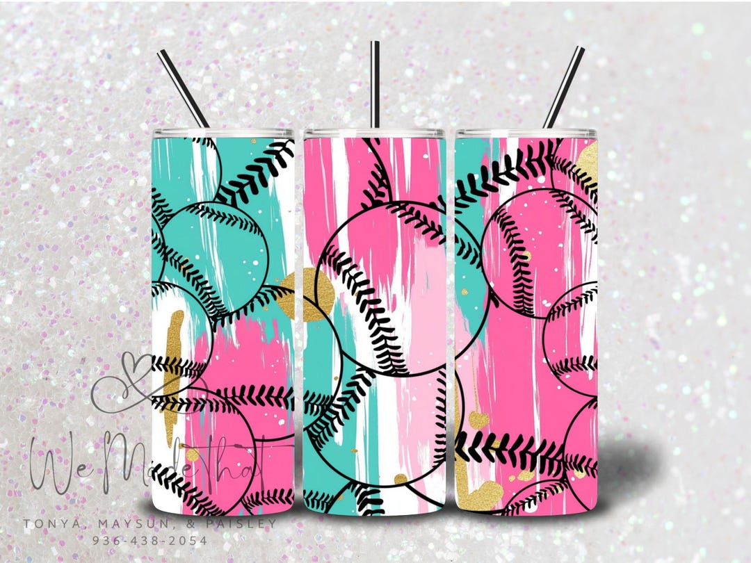 Softball Design 20 Oz Skinny Tumbler Wrap 20oz Softball Tumbler Cup ...