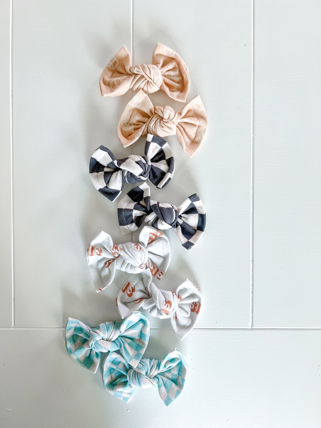 Knotted Pigtail Bows, Checkered Bows, Sis Bows, Wavy Check Pigtail Bows ...
