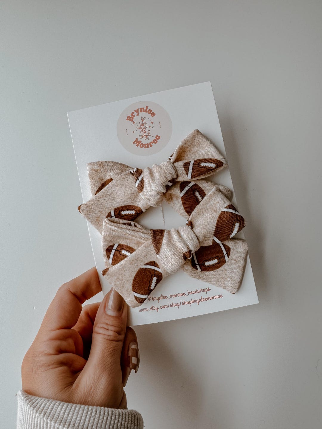 Neutral Football Pigtail Bows. Sports Hair Bows. Mini Pinwheel Hair ...