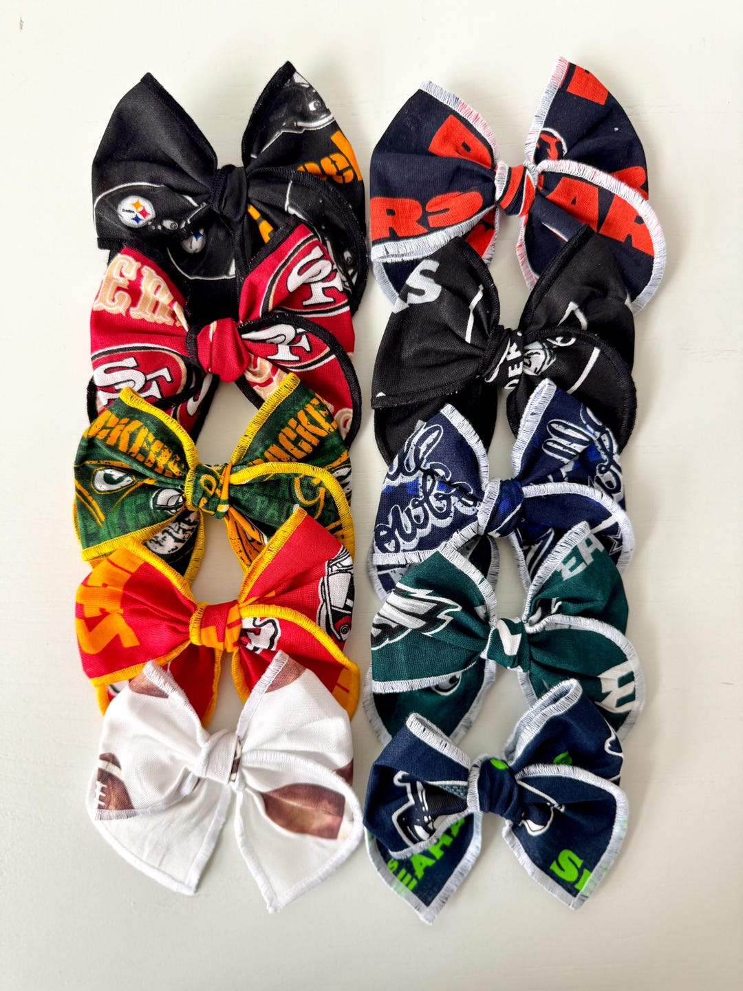 Game Day NFL Team Hair Bows, Small Fable Football Bows, Nylon Headband ...