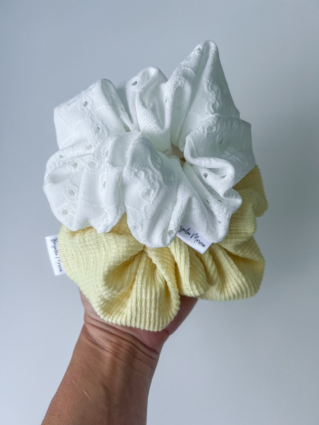 Yellow Ribbed Hair Scrunchie, Over Sized Scrunchies, Hair Elastics ...