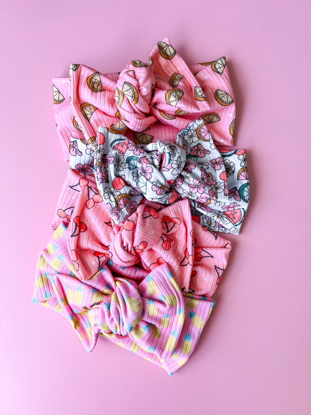 Fruit Baby Girl Head Wraps, Pink Cherry Headwrap, Toddler Top Knots ...