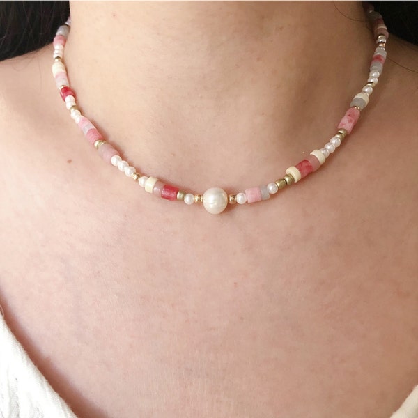 Flat Pearl Necklace - Etsy