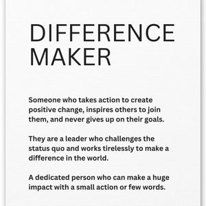 Difference Maker Definition Print, Office Decor, School Guidance ...