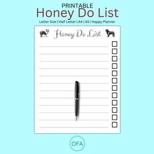Printable to Do List, Honey Do List, Daily Planner, Task Checklist ...