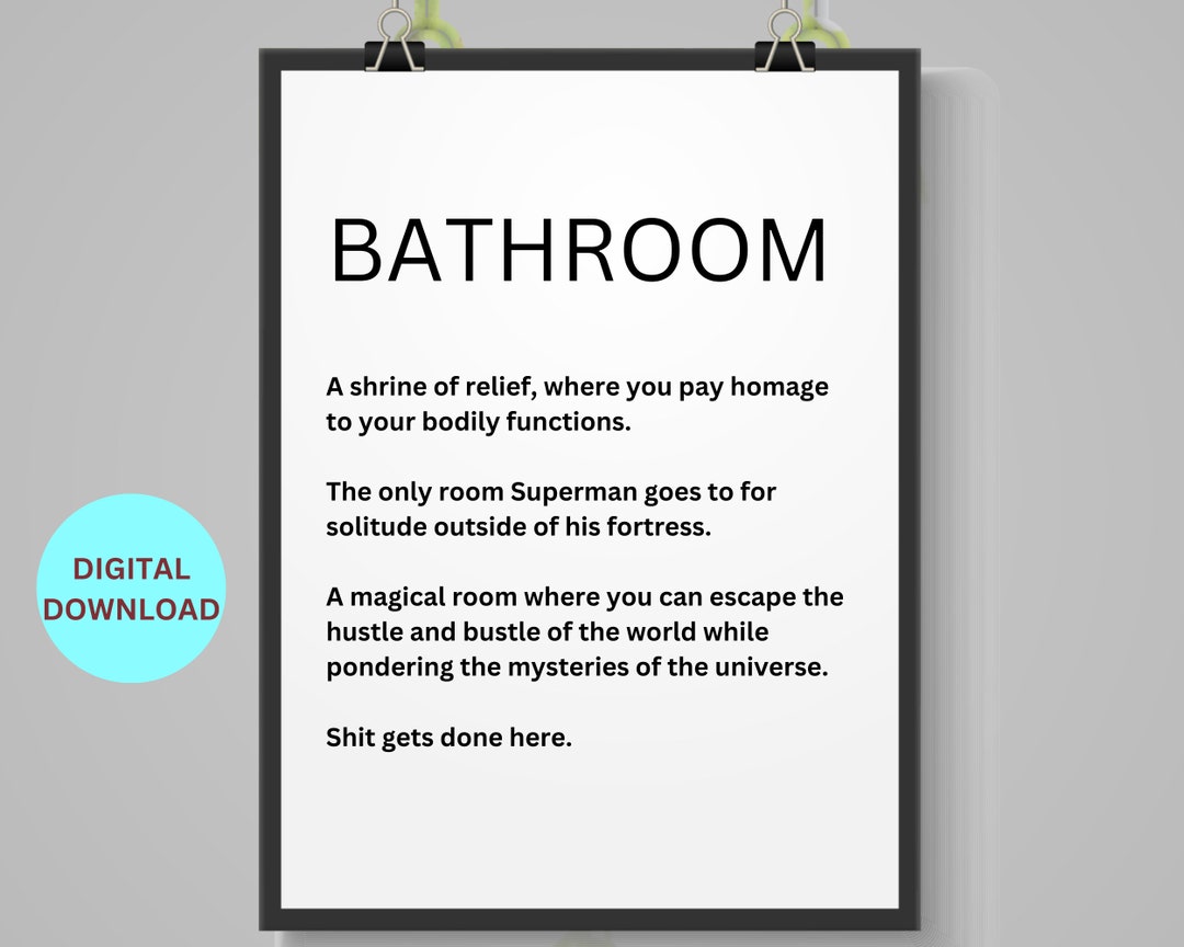 Bathroom Definition Print Restroom Decor Wall Art Printable - Etsy