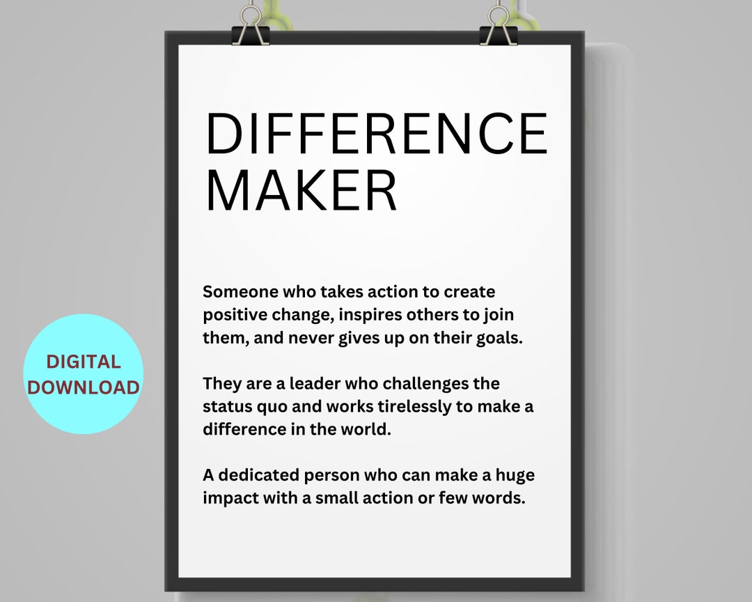 Difference Maker Definition Print Office Decor School - Etsy