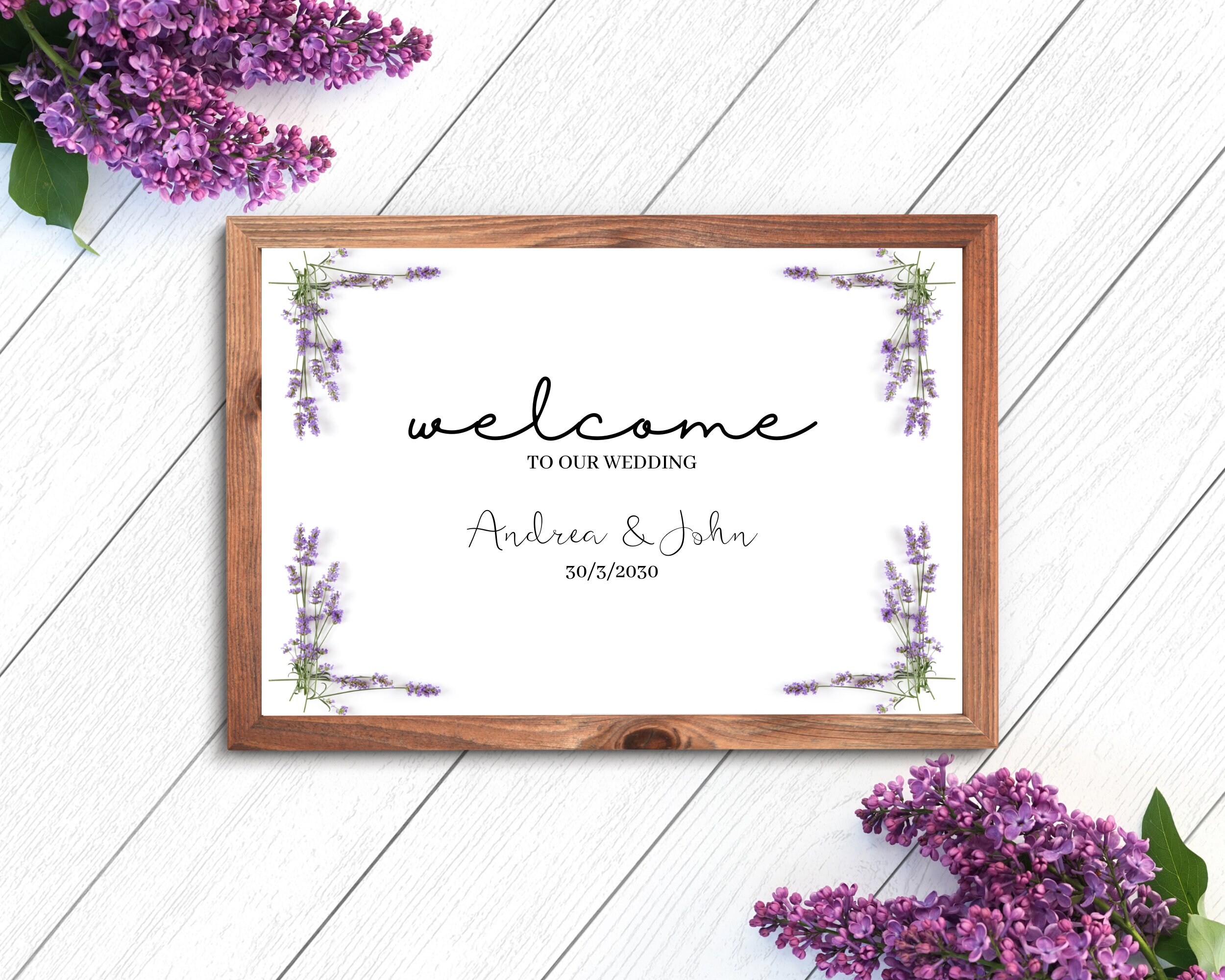 Editable Welcome Sign, Welcome Sign Template, Lavender Wedding Welcome ...